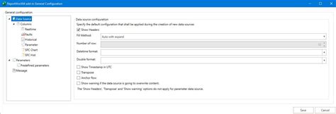 Reportworx General Configuration Window