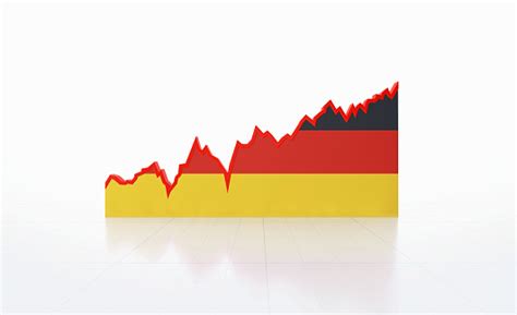 흰색 배경에서 위로 이동하는 독일 국기로 질감이 있는 휘발성 선 그래프 화살표에 대한 스톡 사진 및 기타 이미지 화살표 독일 증권 시장과 거래소 Istock