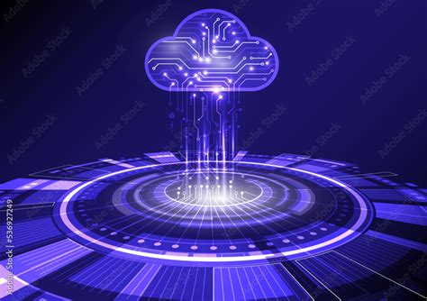 Vector Cyber Security With Log In To Cloud Storage Downlod Data In The Circle On Dark Blue