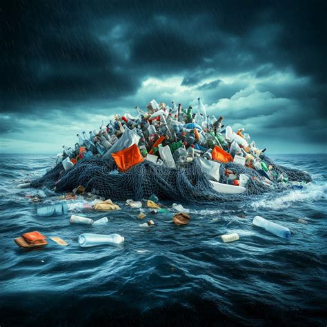 Large Amount Of Plastic Garbage Is Floating In The Ocean Stock Illustration Illustration Of