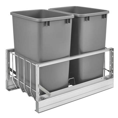REV A SHELF Double Quart Bottom Mount Waste Container Aluminum Rev A Shelf DM