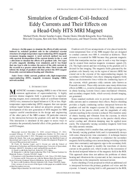 Pdf Simulation Of Gradient Coil Induced Eddy Currents And Their