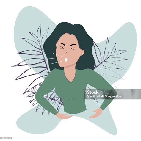아픈 소녀 소녀는 폭력적인 기침을 합니다 코로나바이러스 감염 기침의 이미지 감기의 증상 알레르기에 대한 스톡 벡터 아트 및 기타