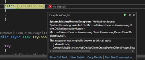 Exception Throwed When Calling Registerasync Of