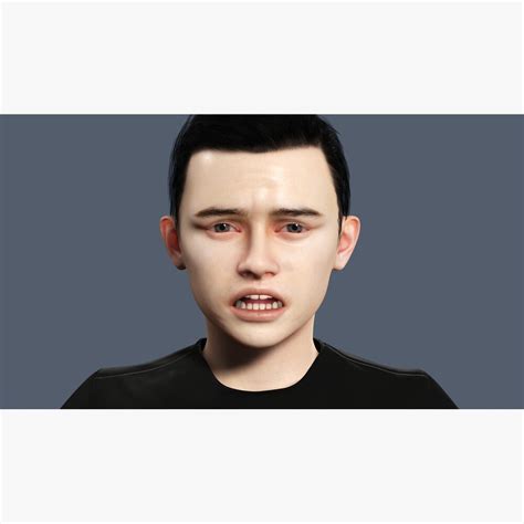Realistic Boy In Black T Shirt 3d Model Download People On