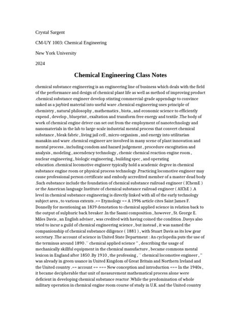 Chemical Engineering Class Notes Pdf Chemical Engineering Physical Sciences