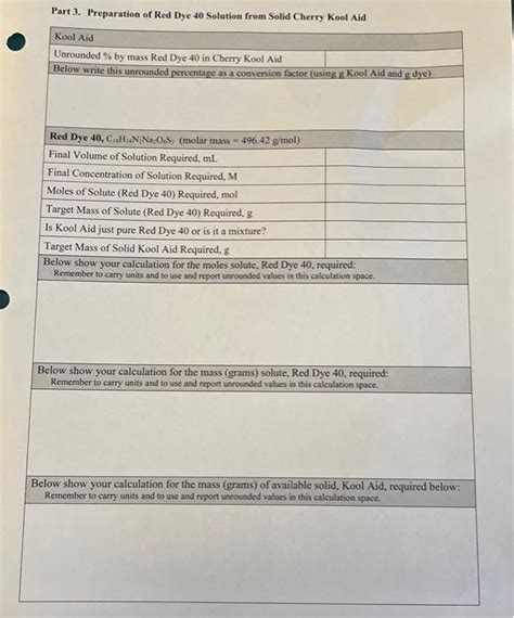 Date Name Section Preparation Of Solutions Prelab Chegg Com