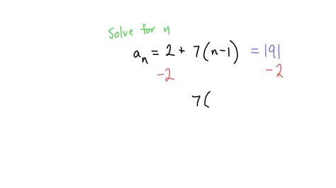 solved if the formula for an arithmetic sequence is a subscript n
