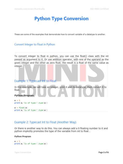 00 Python Type Conversion 00 Pdf
