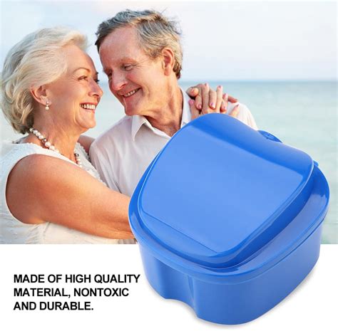 False Teeth Container Denture Storage Box With Filter Screen Dark