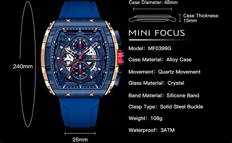 Mini Focus Unique Men Chronograph Watch Tonneau Casual Wrist Watches ...
