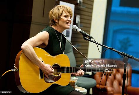 Singer Songwriter Shawn Colvin Performs Onstage Before Signing Copies