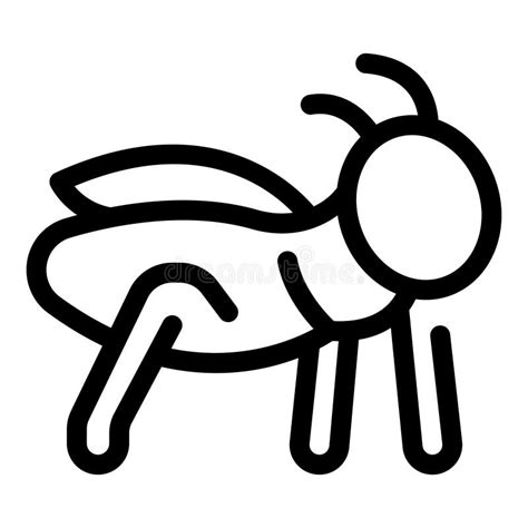 Big Grasshopper Standing With Folded Wings Icon Stock Vector