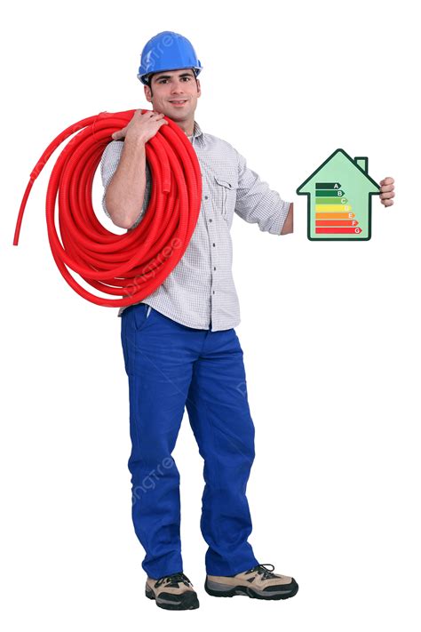 Craftsman Holding An Energy Consumption Label Class Consumption