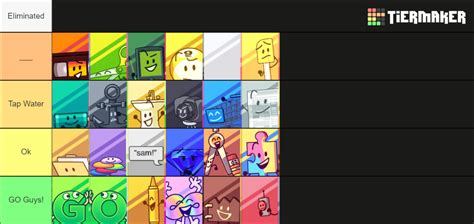 All BFDI Characters Literally With Weeg Icons Tier List Community Rankings TierMaker