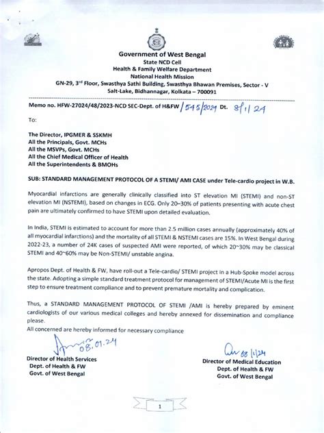 Std Management Protocol Of Stemi Ami In Wb Pdf