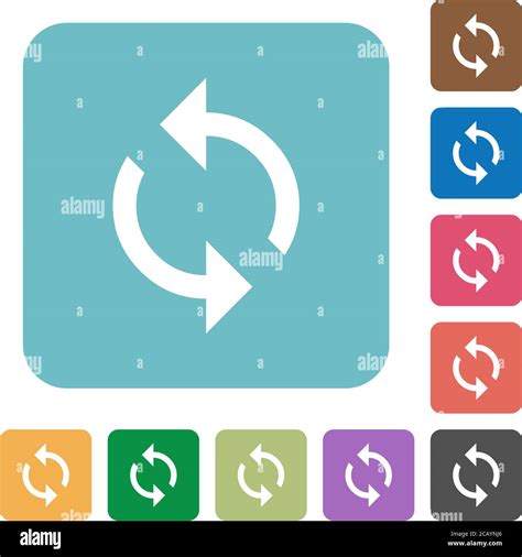 Programming Loop White Flat Icons On Color Rounded Square Backgrounds