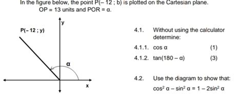 Solved In The Figure Below The Point P B Is Plotted On The Cartesian Plane OP Units