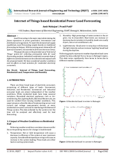 Pdf Internet Of Things Based Residential Power Load Forecasting