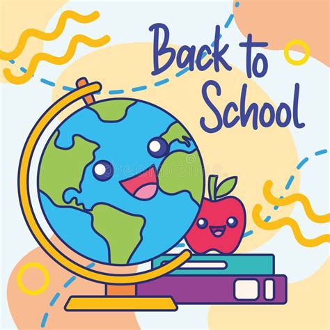 Colored Back To School Poster Geography Class Happy Globe Character Vector Stock Vector