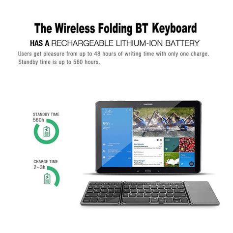 B033 Mini Wireless Keyboard With Touchpad Bt Office Portable Magnetic Triple Folding Keyboard