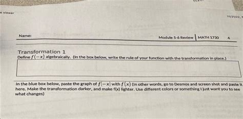 Solved Transformation 1 Define F−x Algebraically In The