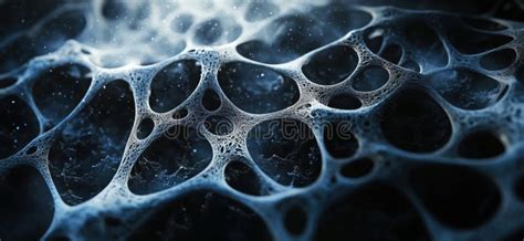 Abstract Close Up Of Intricate Cellular Structure With Glowing Blue