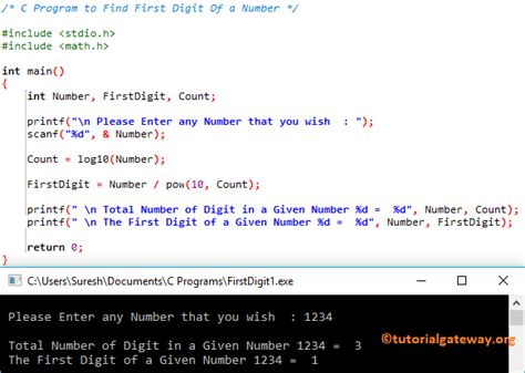 C Program To Find First Digit Of A Number