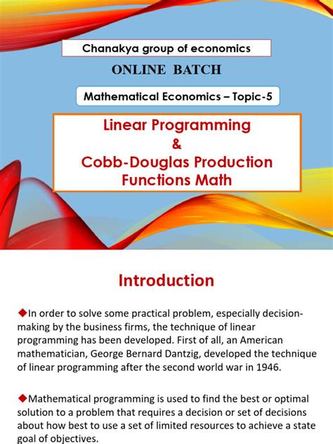 Mathematical Economics Lecture5 15445290 Pdf Mathematical Optimization Linear Programming