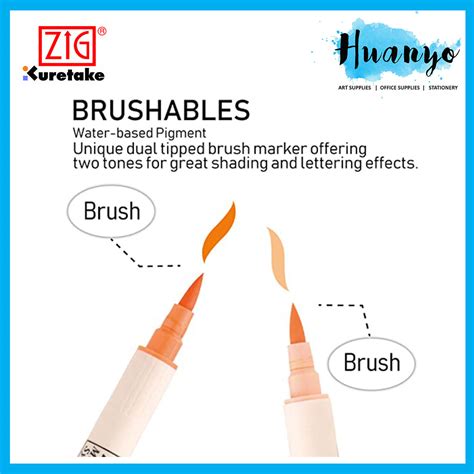 Kuretake Zig Memory System Brushables Twin Head Two Tone Brush Pen Per PCS