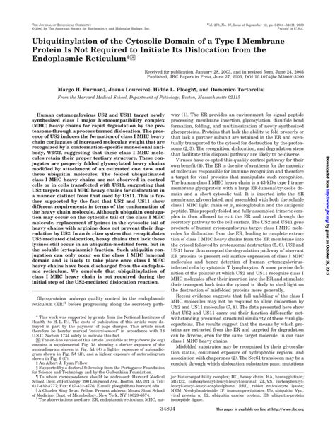 Pdf Ubiquitinylation Of The Cytosolic Domain Of A Type I Membrane