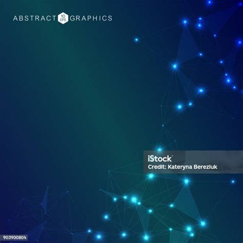 기하학적 추상 배경 연결된 라인 및 점입니다 분자 구조 및 통신 디자인에 대 한 과학적인 개념입니다 의료 기술 과학 배경입니다 벡터 일러스트 레이 션 Dna에 대한 스톡