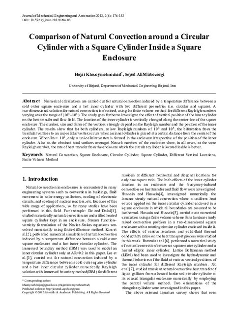 Pdf Comparison Of Natural Convection Around A Circular Cylinder With A Square Cylinder Inside