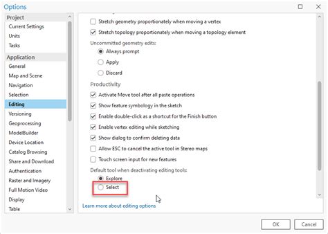 Default To Select Tool After Editing Selected Feat Esri Community