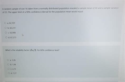 solved a random sample of size 16 taken from a normally
