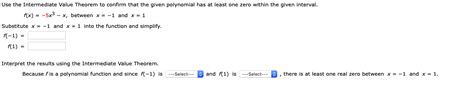 solved use the intermediate value theorem to confirm that