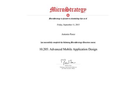 Microstrategy 10 205 Advanced Mobile Application Design Certificate Pdf