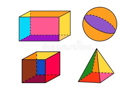 Colorful Happy 3d Geometric Shapes Of Sphere Cube Cuboid Pyramid
