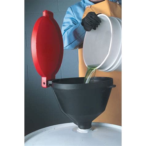 Ultratech Drum Funnel With Lid 13 3 8 With Spout Black Plastic 651