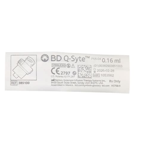 Bd 385100 Luer Access Split Septum Q Syte Sterile