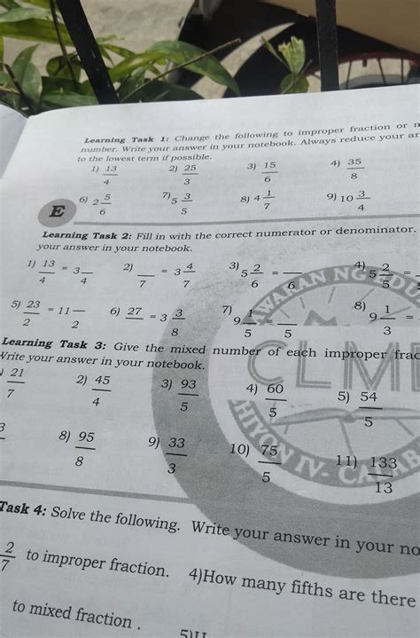 learning task 2 fill in with the correct numerator or denominator brainly ph