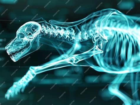 Holographic Visualization Of An Animal Skeleton Showcasing Detailed