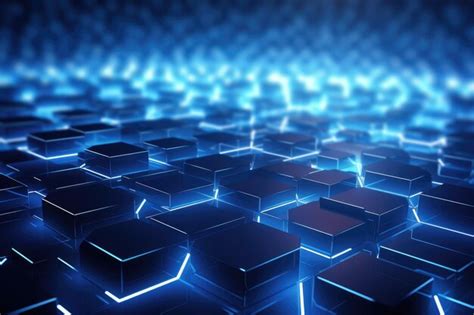 Premium Ai Image Abstract Blue Technology Background With Glowing Cubes 3d Rendering Toned