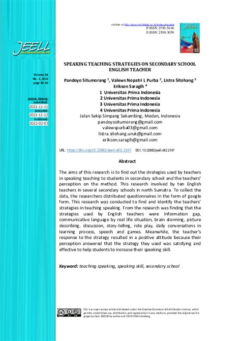 pdf speaking teaching strategies by secondary school english teacher