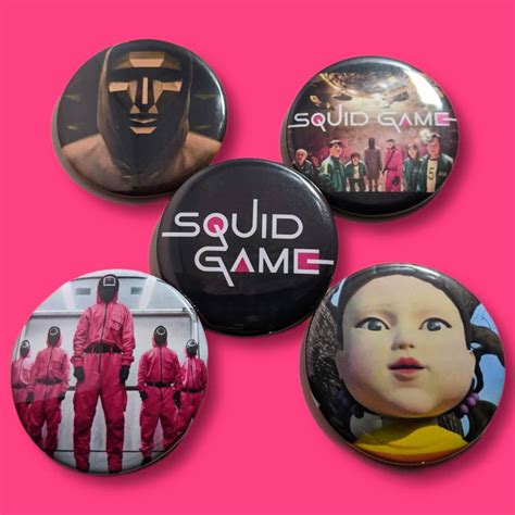 Squid Game Pinback Buttons Set Of 5 Or Fridge Depop