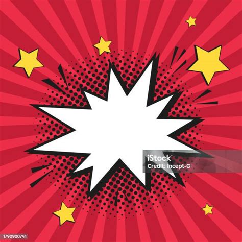 빨간색과 분홍색 배경에 검은색 하프톤 그림자에 별이 있는 복고풍 빈 만화 거품과 요소 벡터 일러스트 레이 션 가격에 대한 스톡 벡터 아트 및 기타 이미지 Istock
