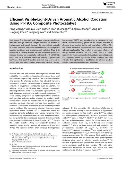 Efficient Visible‐light‐driven Aromatic Alcohol Oxidation Using Pi‐tio2 Composite Photocatalyst