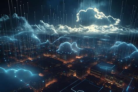 Premium Ai Image Abstract Cloud Computing Concept 3d Rendering Toned Image Double Exposure