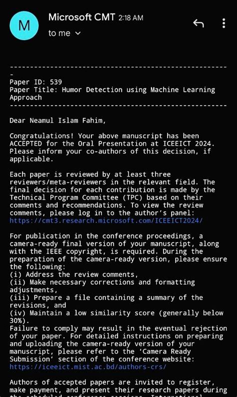 Neamul Islam Fahim On Linkedin Machinelearning Iceeict Humordetection