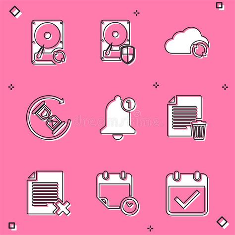 Set Hard Disk Drive HDD Sync Refresh Protection Cloud Waiting Bell And Delete File Document